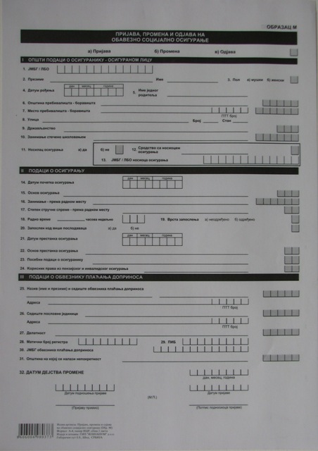 Obrazac M – EXPERT 008